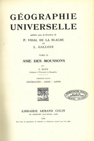 Géographie universelle : tome IX : Asie des moussons : première partie ...